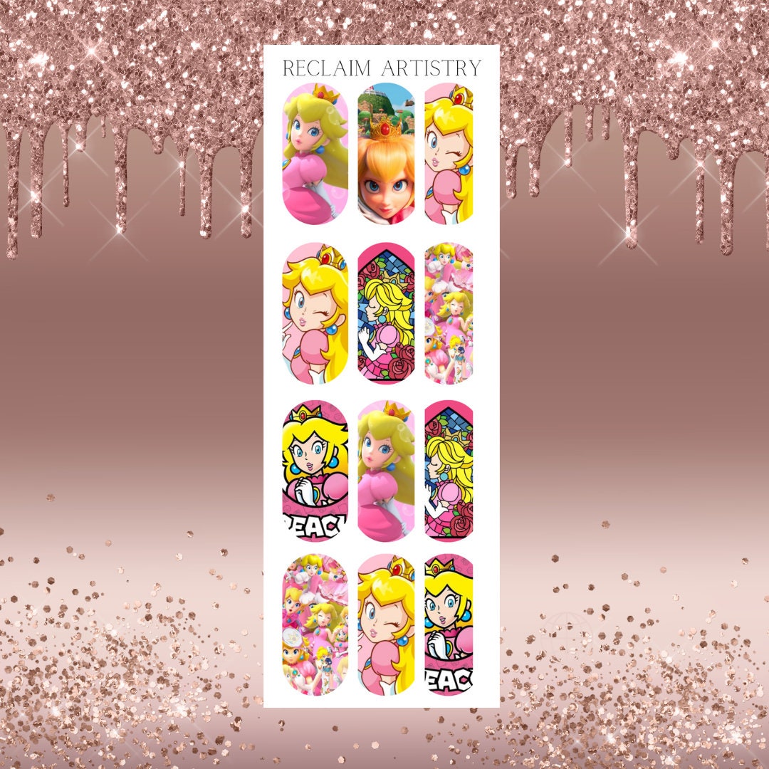 Princess Peach Nail Decals - Etsy UK