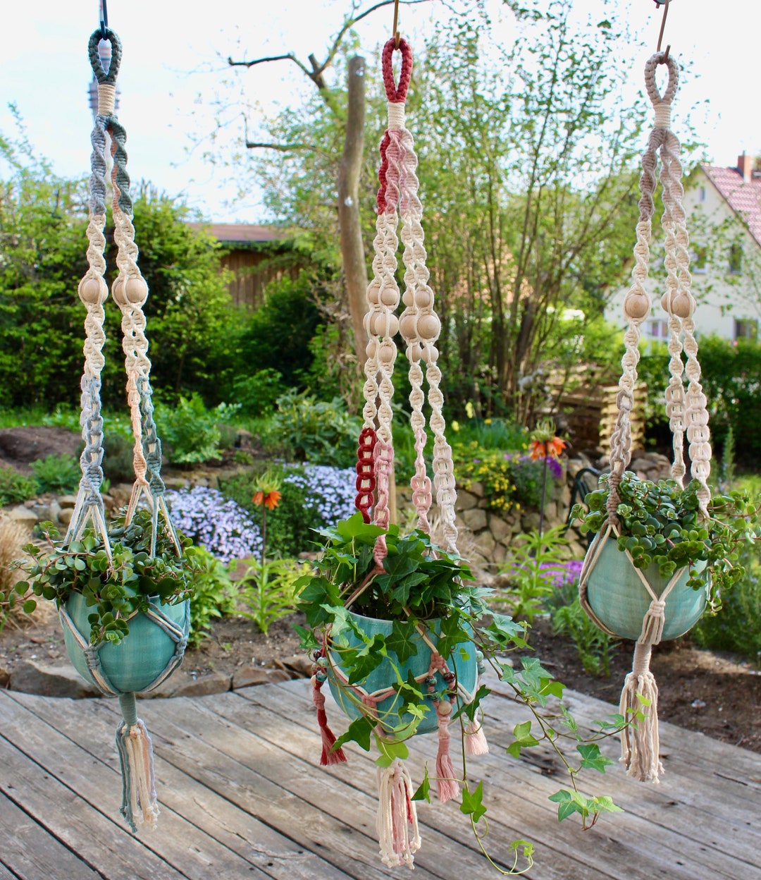 Makramee Colourful Plant Hanger - Etsy
