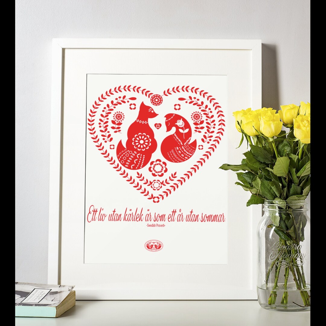 Swedish Love Proverb Art Print Love Print Premium Matte Print Fox Print ...