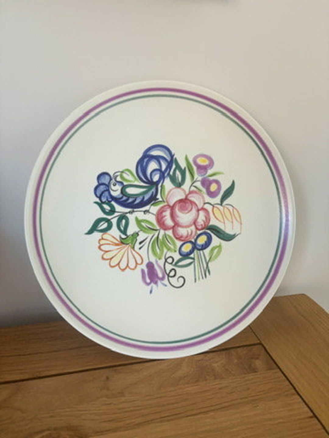 Poole Pottery Hand Painted LE Pattern Plate 1960s, Colourful Floral ...