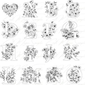 Floral Alphabet Clipart - Etsy