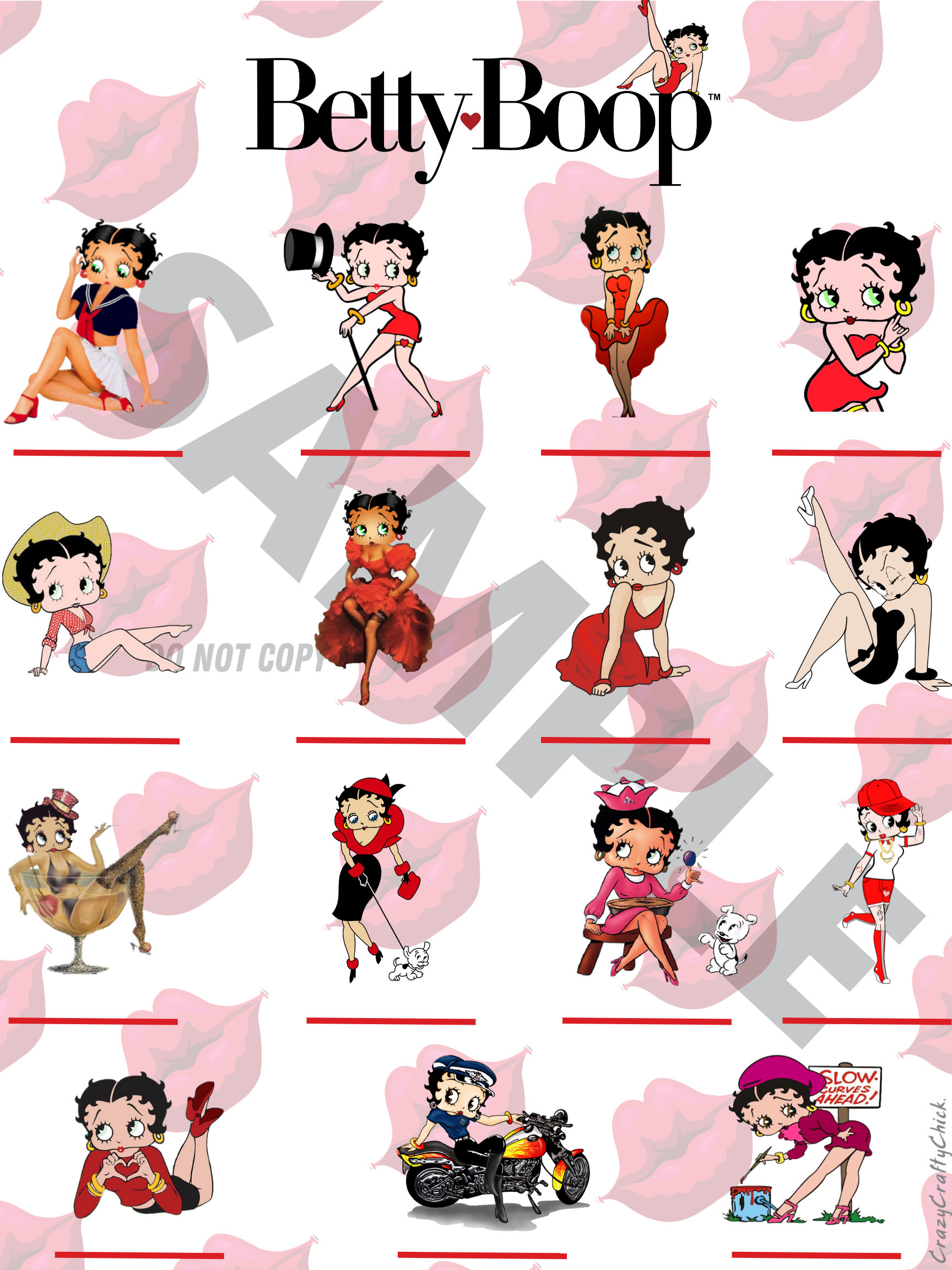 Betty Boop Bingo Board (straight, Mixed, Blank) - Etsy