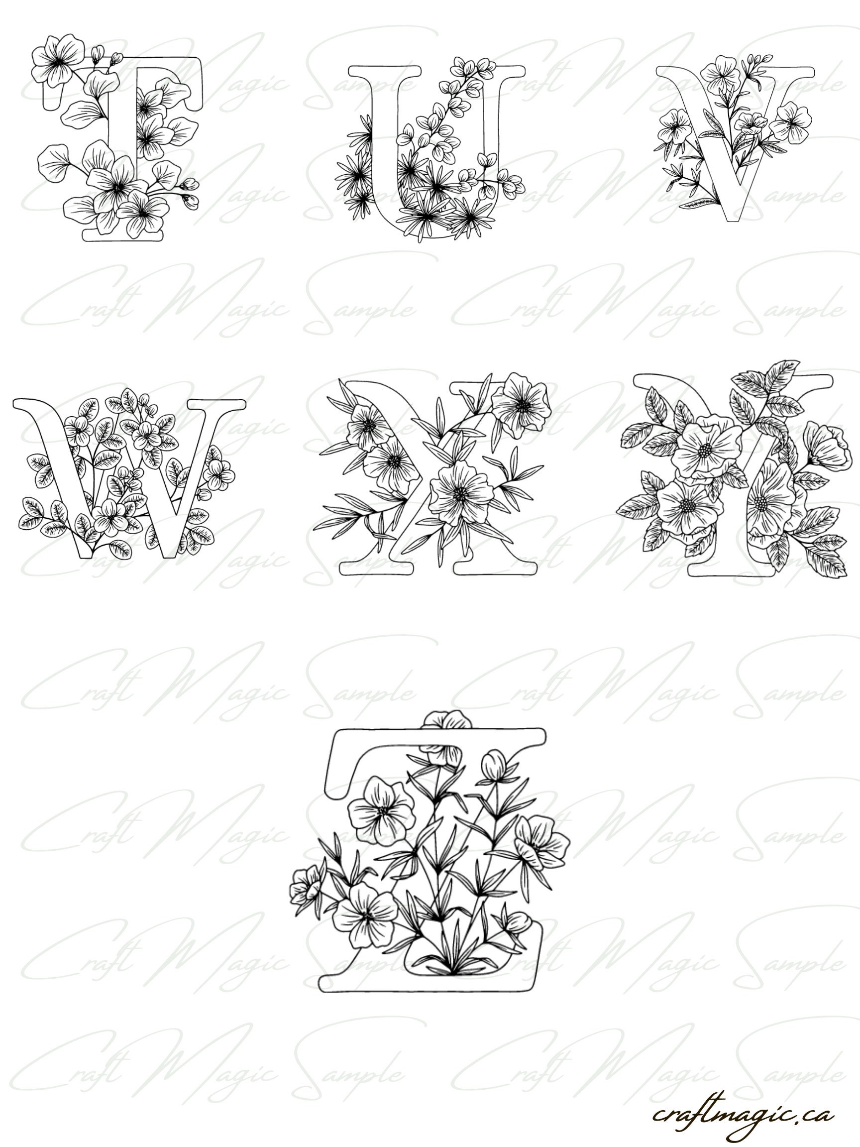 Floral Alphabet Clipart - Etsy