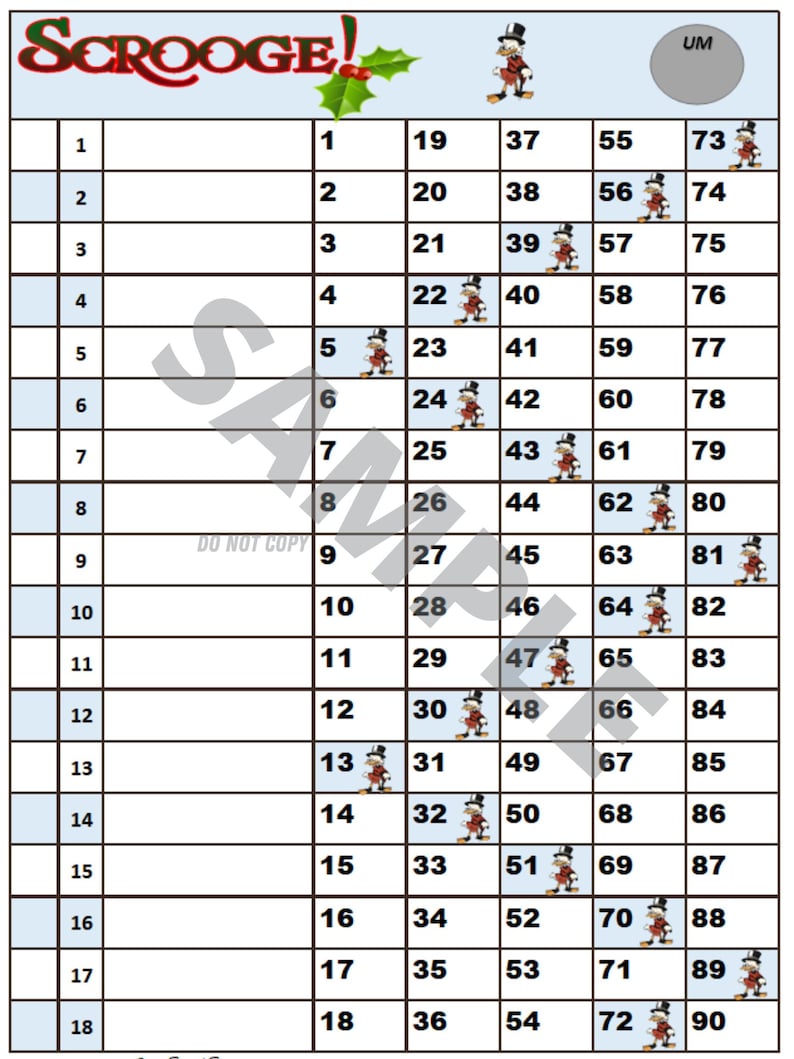 Scrooge Bingo - Etsy