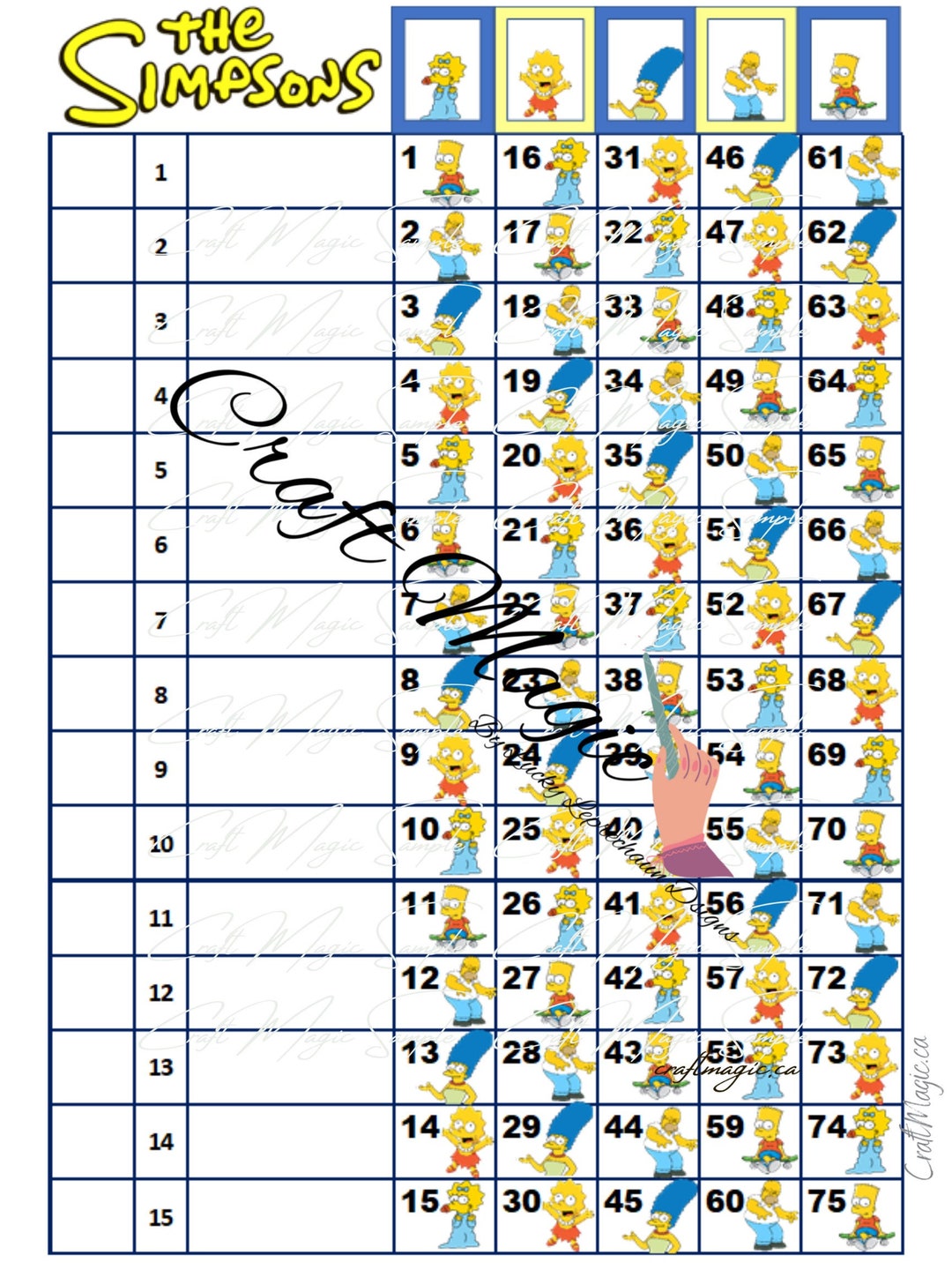 The Simpsons (straight 75) Bingo - Etsy