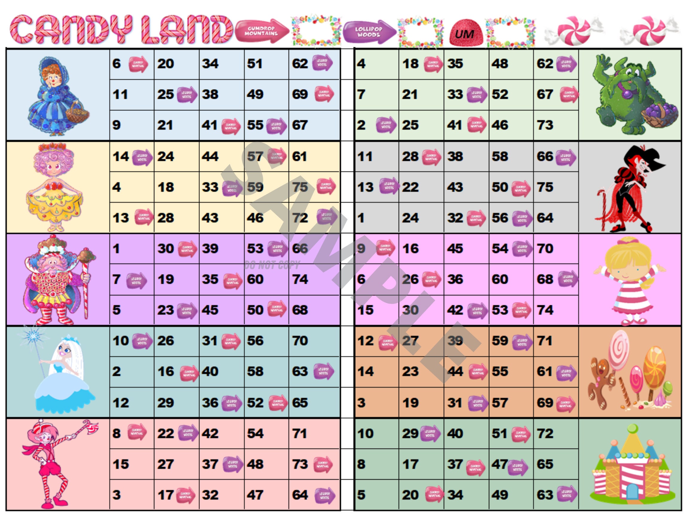 Candyland Bingo Board Bundle Pak - Etsy