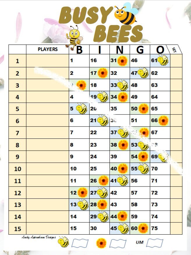 Busy Bee's 15 Line Straight Bingo Board - Etsy