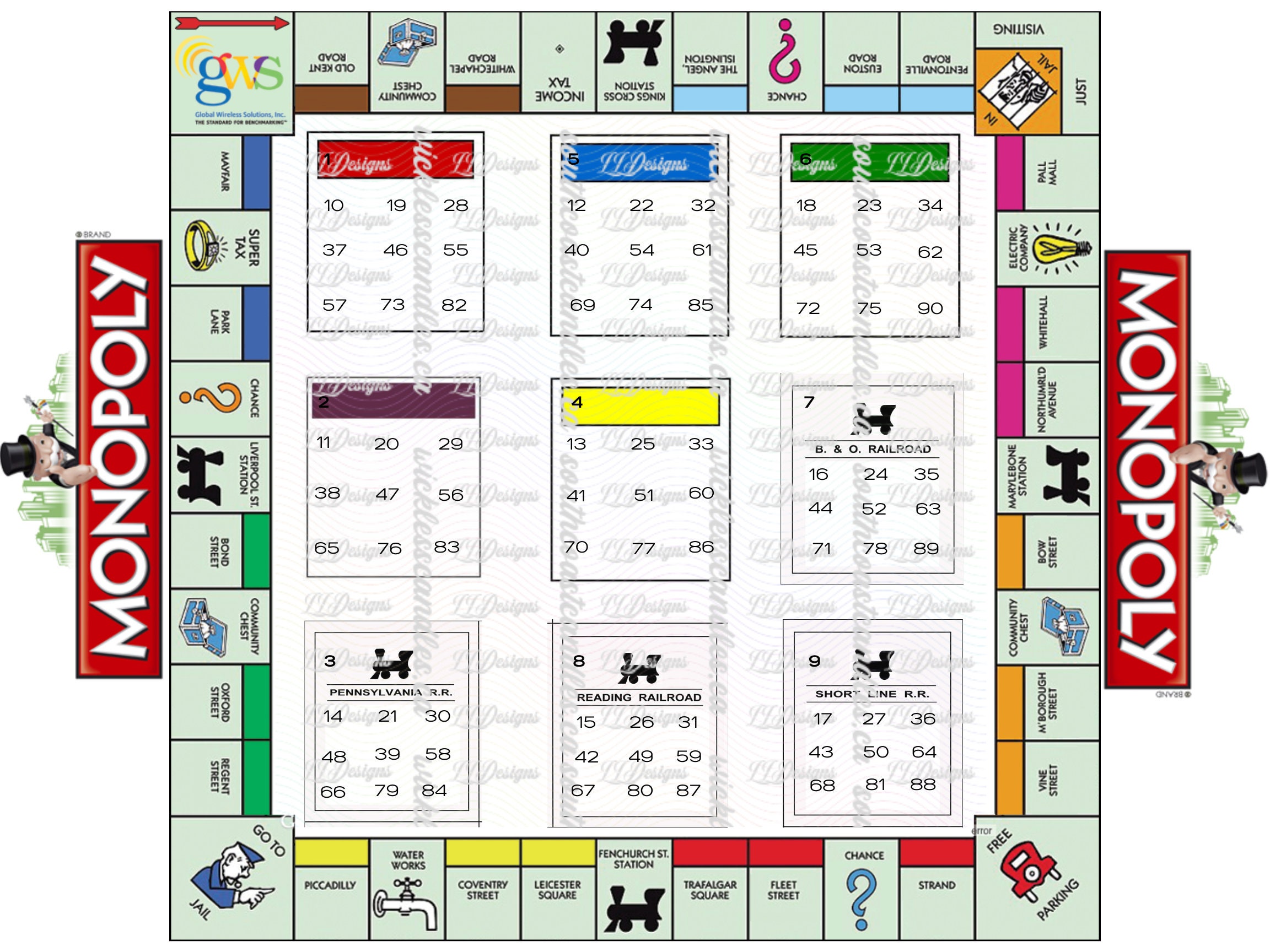 Double Blocks Monopoly Bingo Board - Etsy