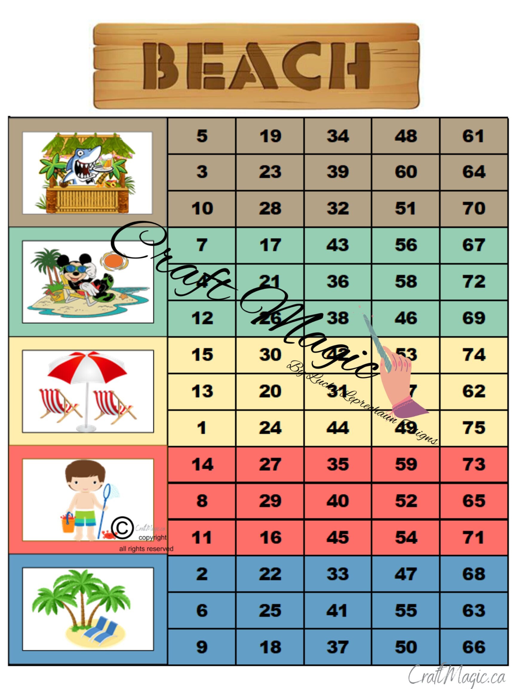 A Day at the Beach Bingo - Etsy