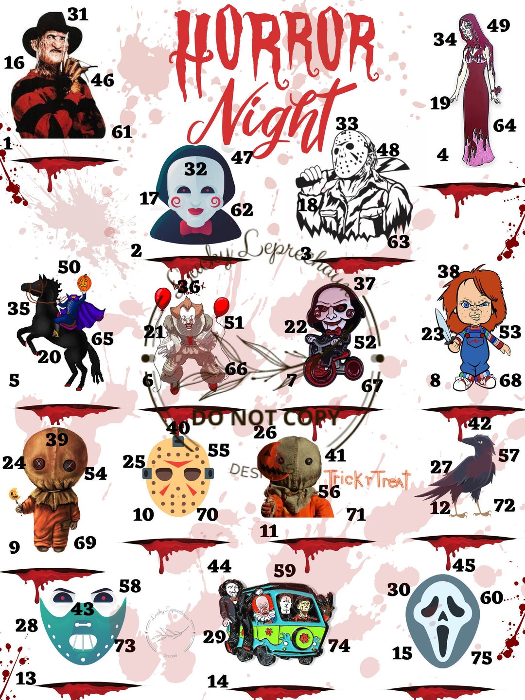 Horror Night Bingo - Etsy