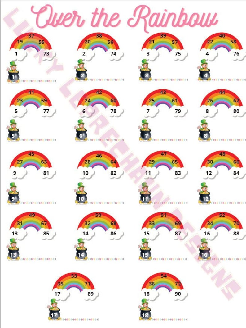 Over the Rainbow Bingo - Etsy