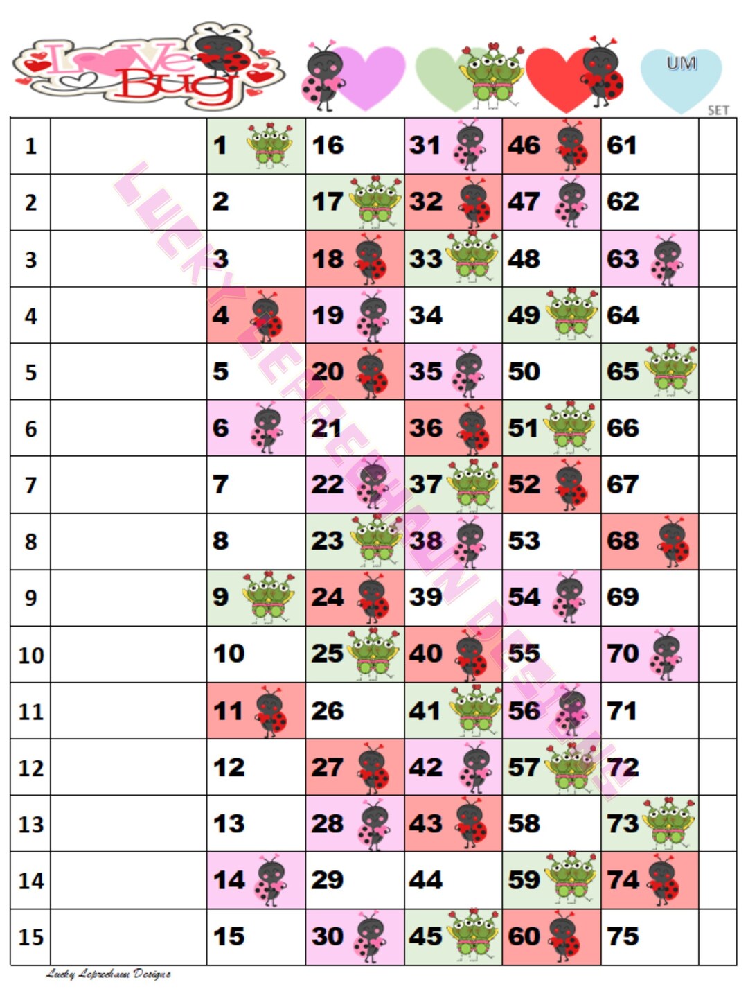 Love Bugs Bingo Board - Etsy