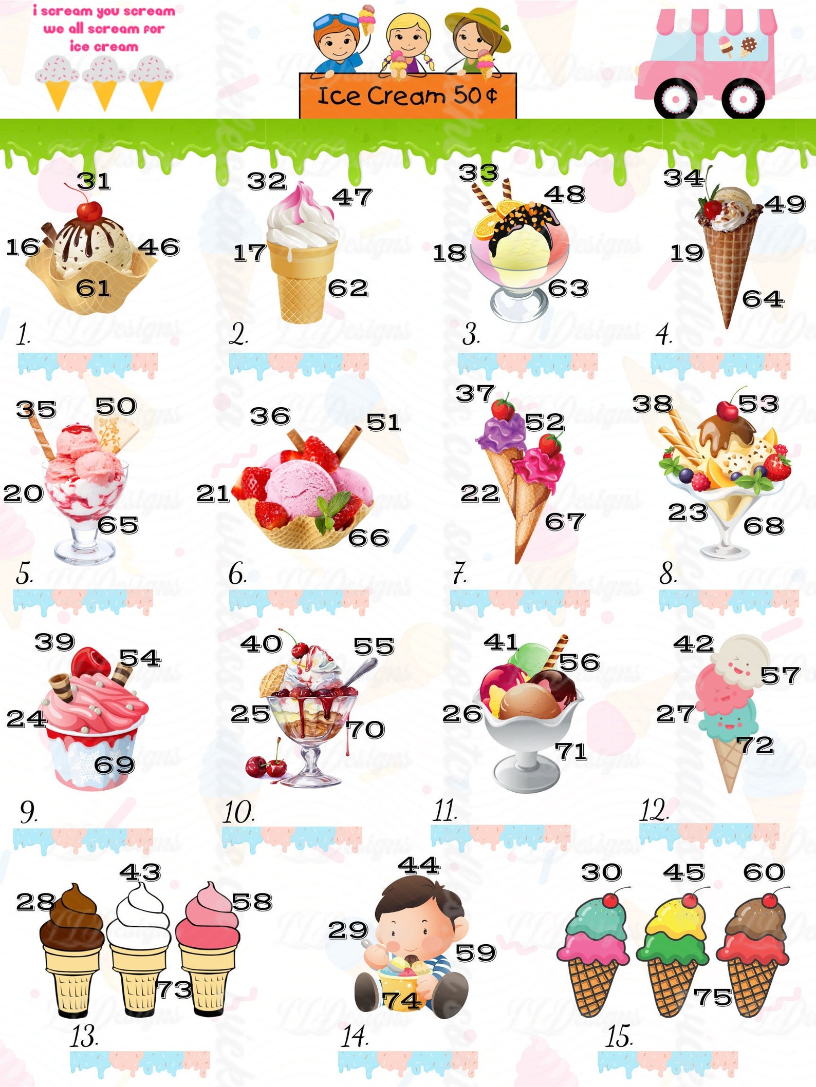 We All Scream for ICE CREAM! Bingo Boards - Etsy