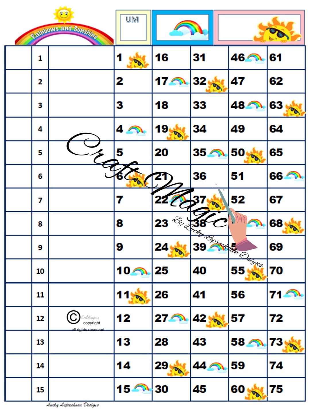 Rainbows & Sunshine (straight, Mixed, Blank ) Bingo - Etsy