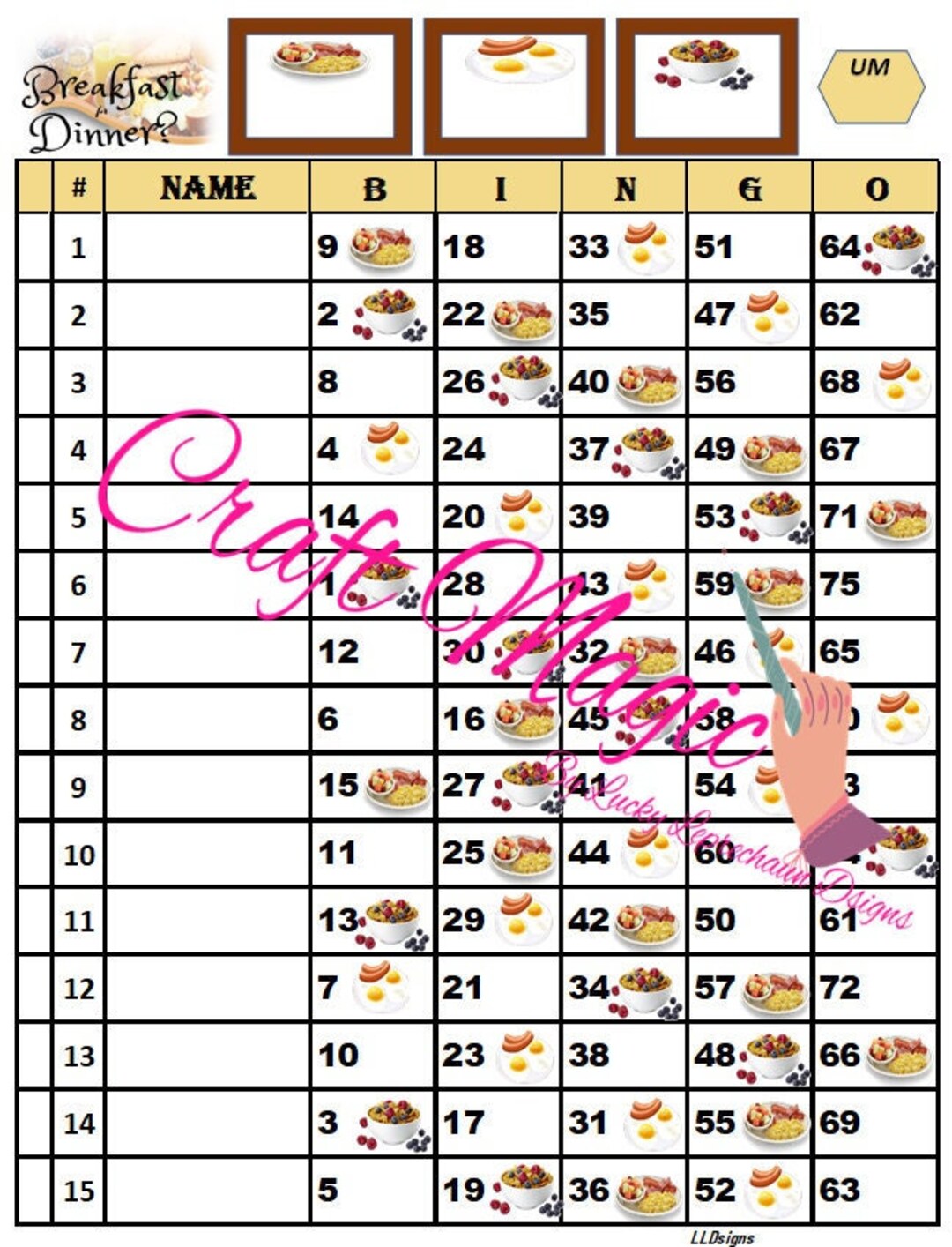 Breakfast for Dinner Bingo (straight, Mixed, Blank Incl) - Etsy