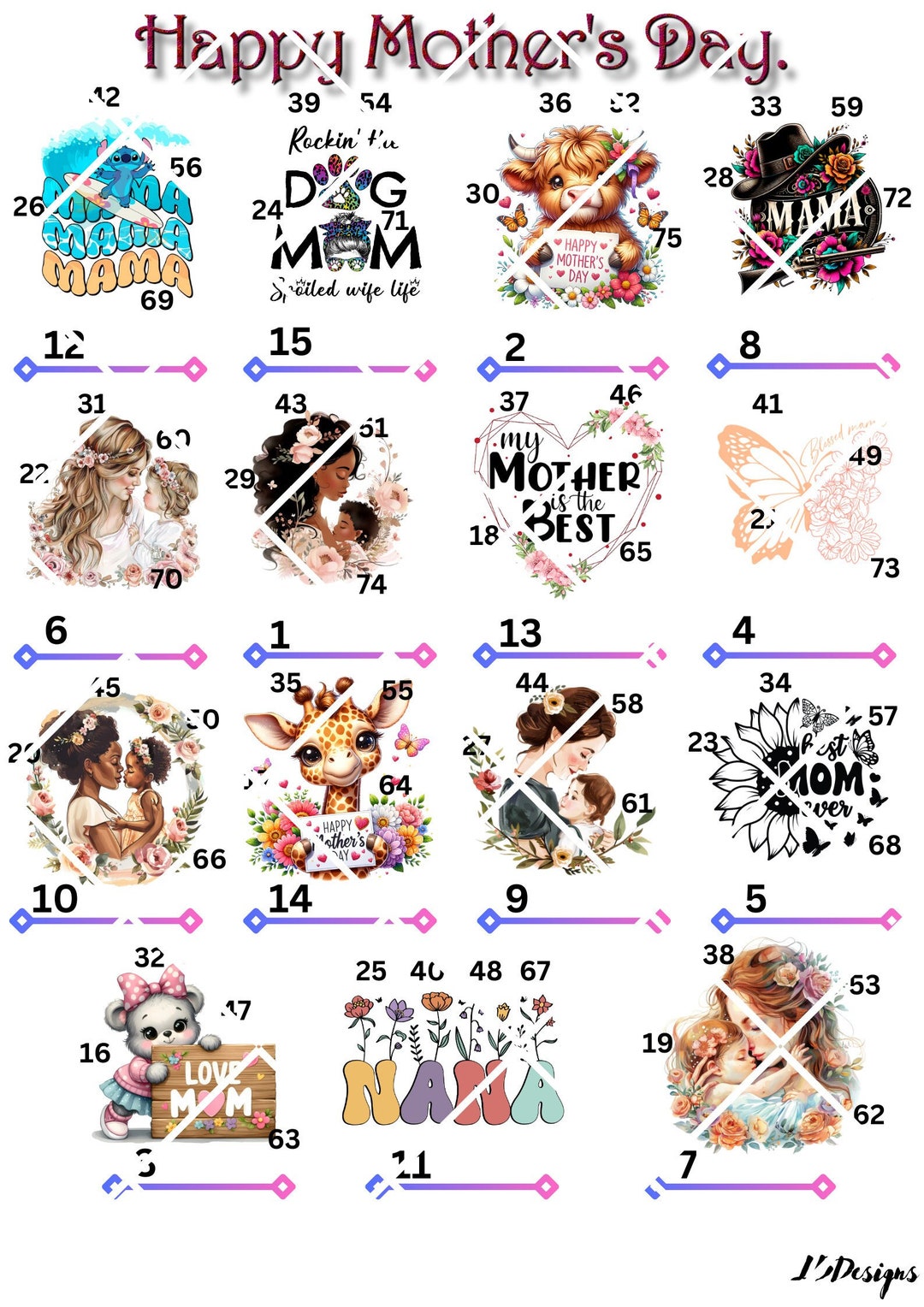 Mothers Day Bingo Boards - Etsy