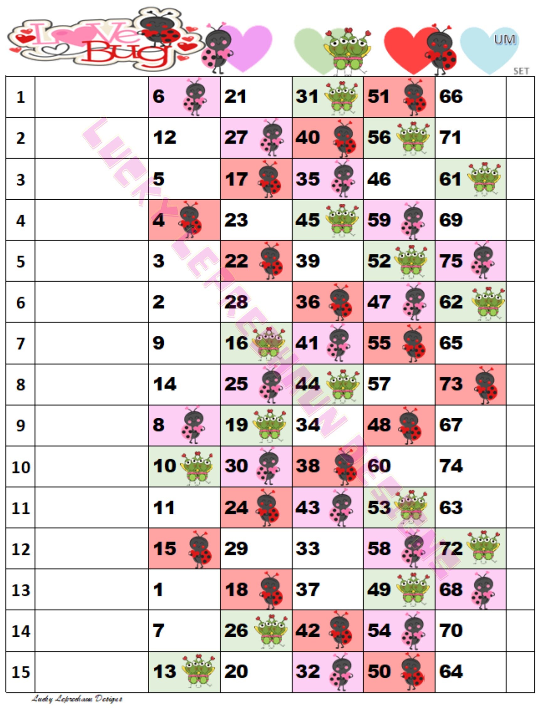 Love Bugs Bingo Board - Etsy