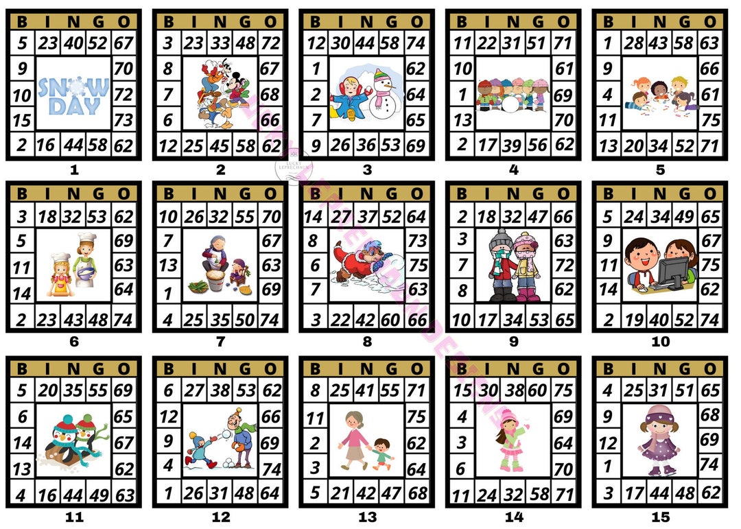 Snow Day Bingo - Etsy