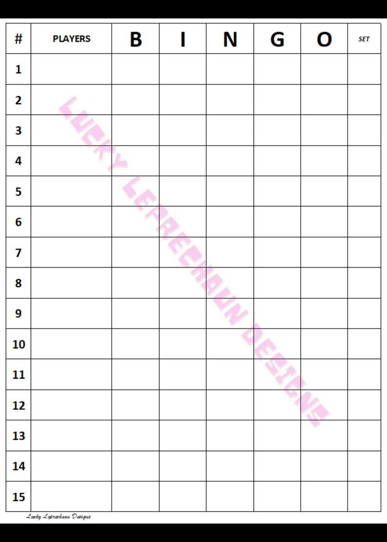 1-15 Bingo Board (mixed, Straight, Blank) - Etsy