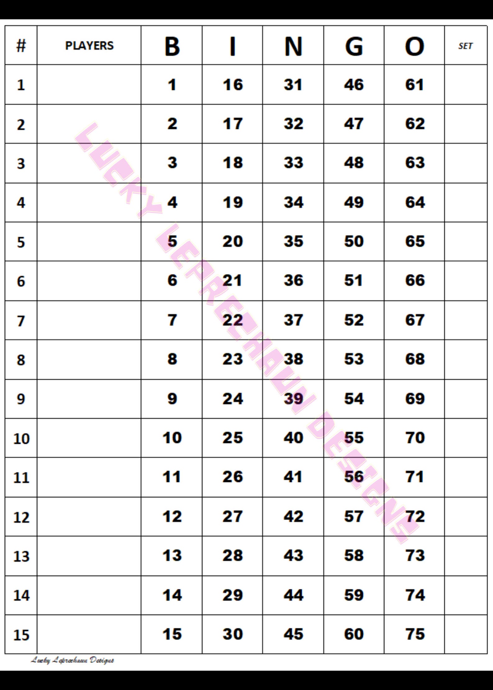 1-15 Bingo Board (mixed, Straight, Blank) - Etsy