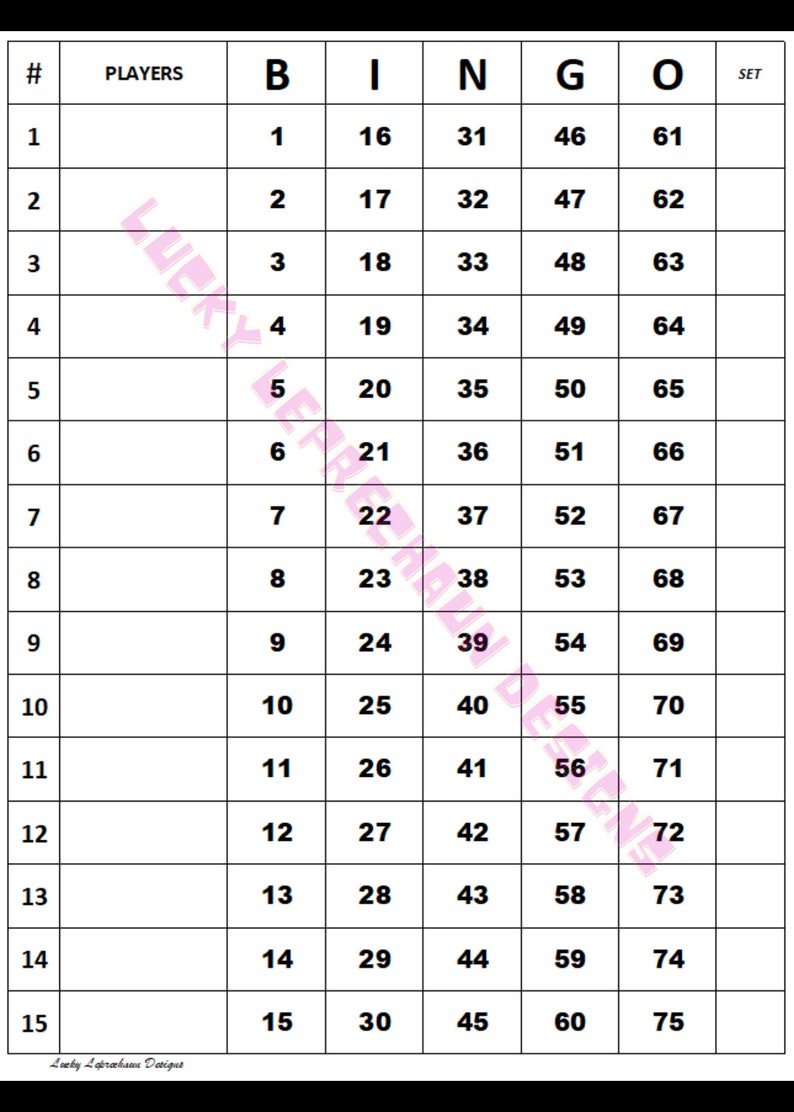 1-15 Bingo Board (mixed, Straight, Blank) - Etsy