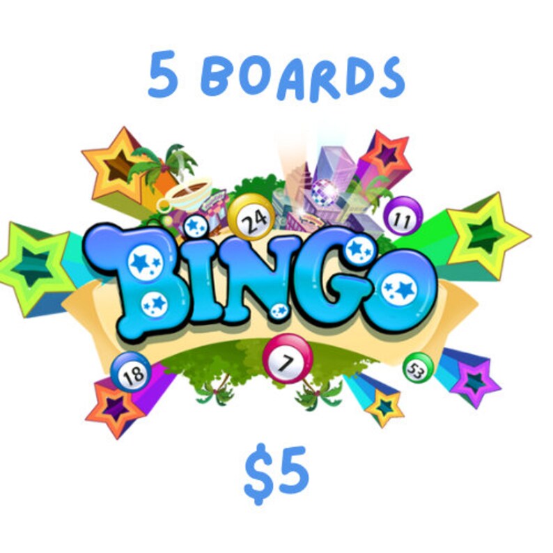 5 Bingo Boards for 5 Bucks - Etsy