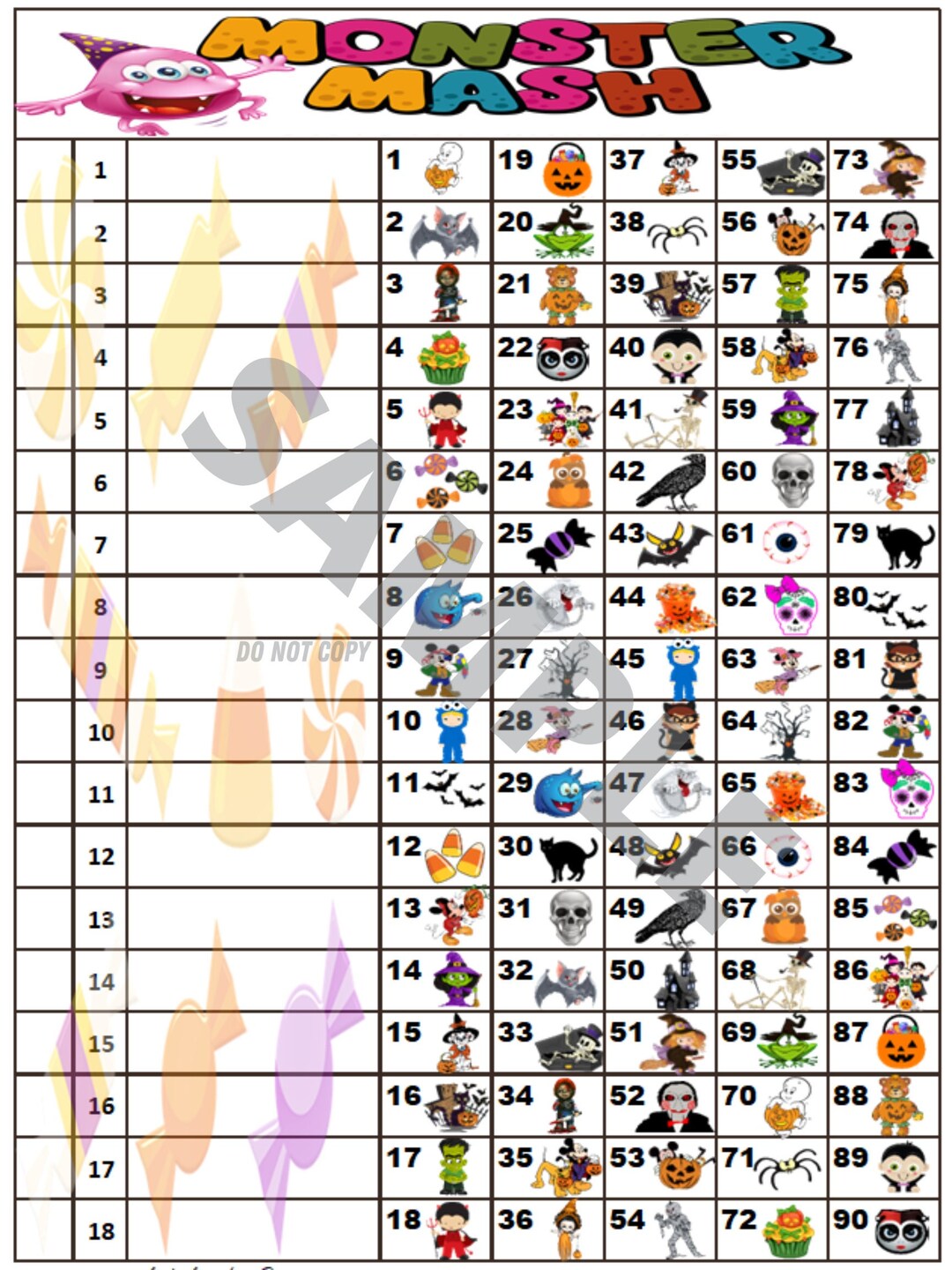 Monster Mash Bingo - Etsy