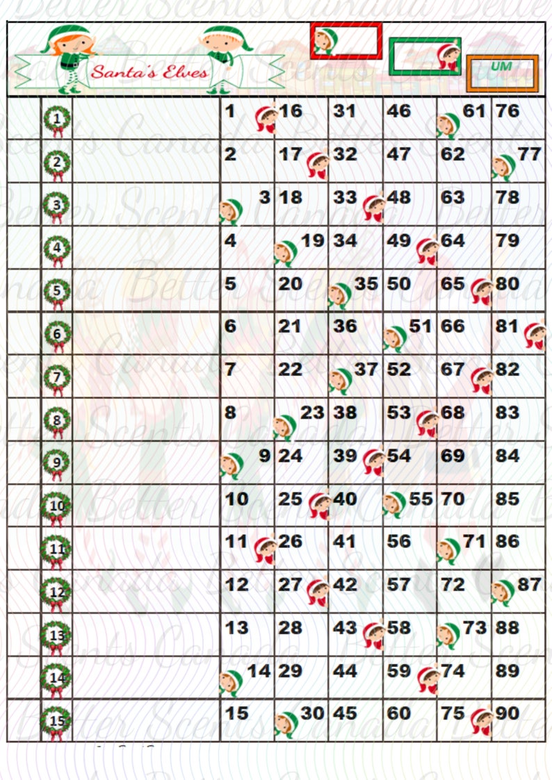Santa's Elves Bingo Boards - Etsy