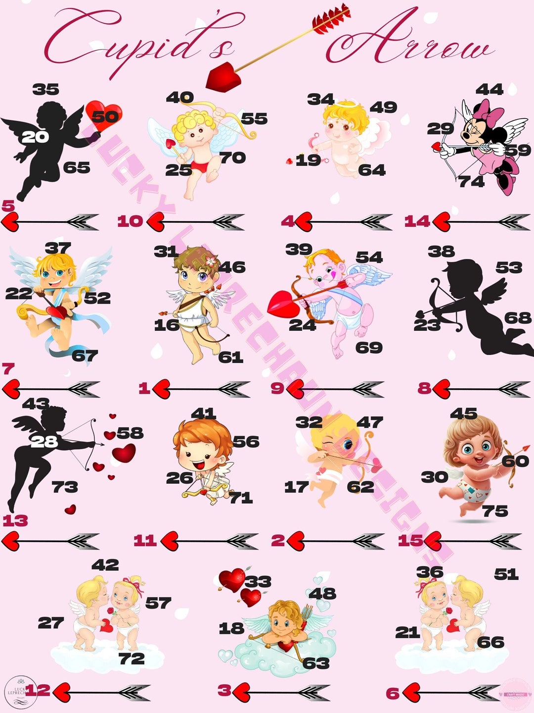 Cupid's Arrow Bingo - Etsy