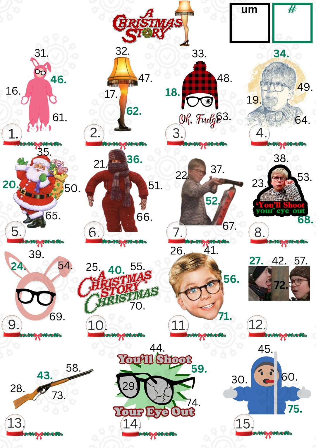 A Christmas Story Bingo Boards - Etsy