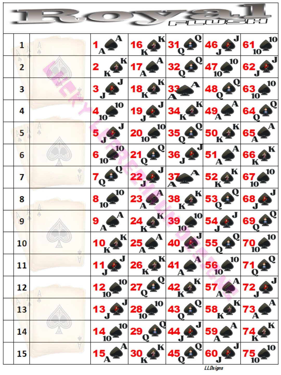 Royal Flush Bingo - Etsy