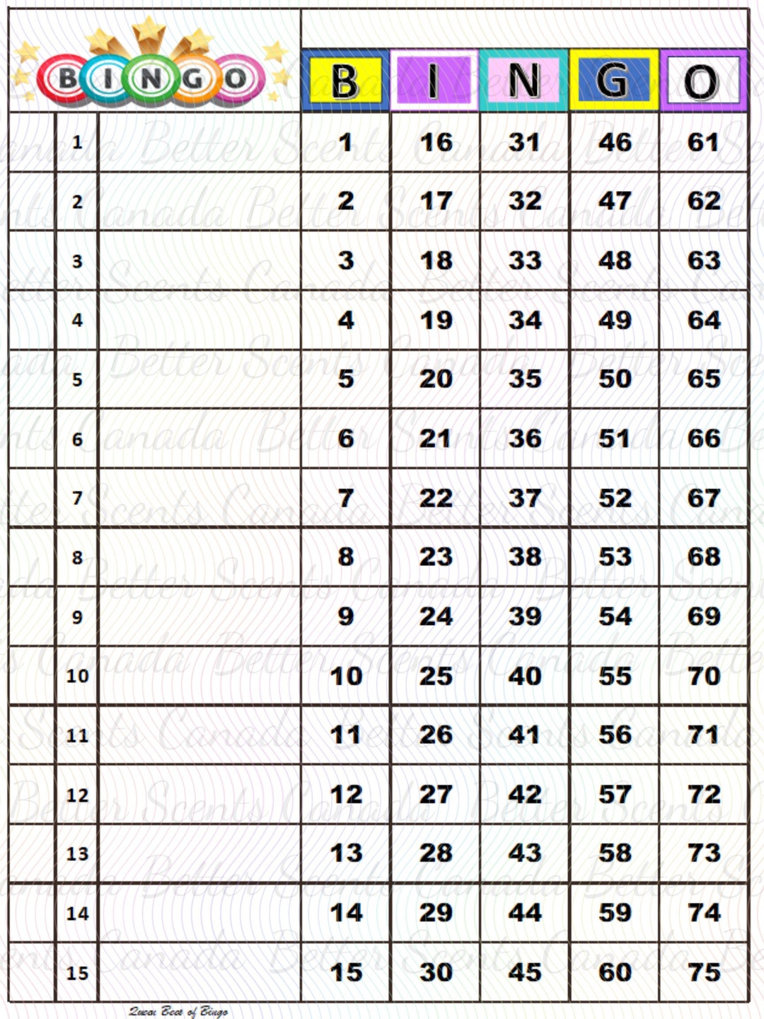 75 Number Bingo Board - Etsy