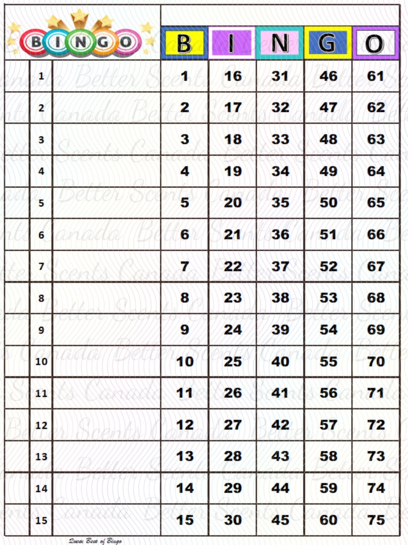 75 Number Bingo Board - Etsy