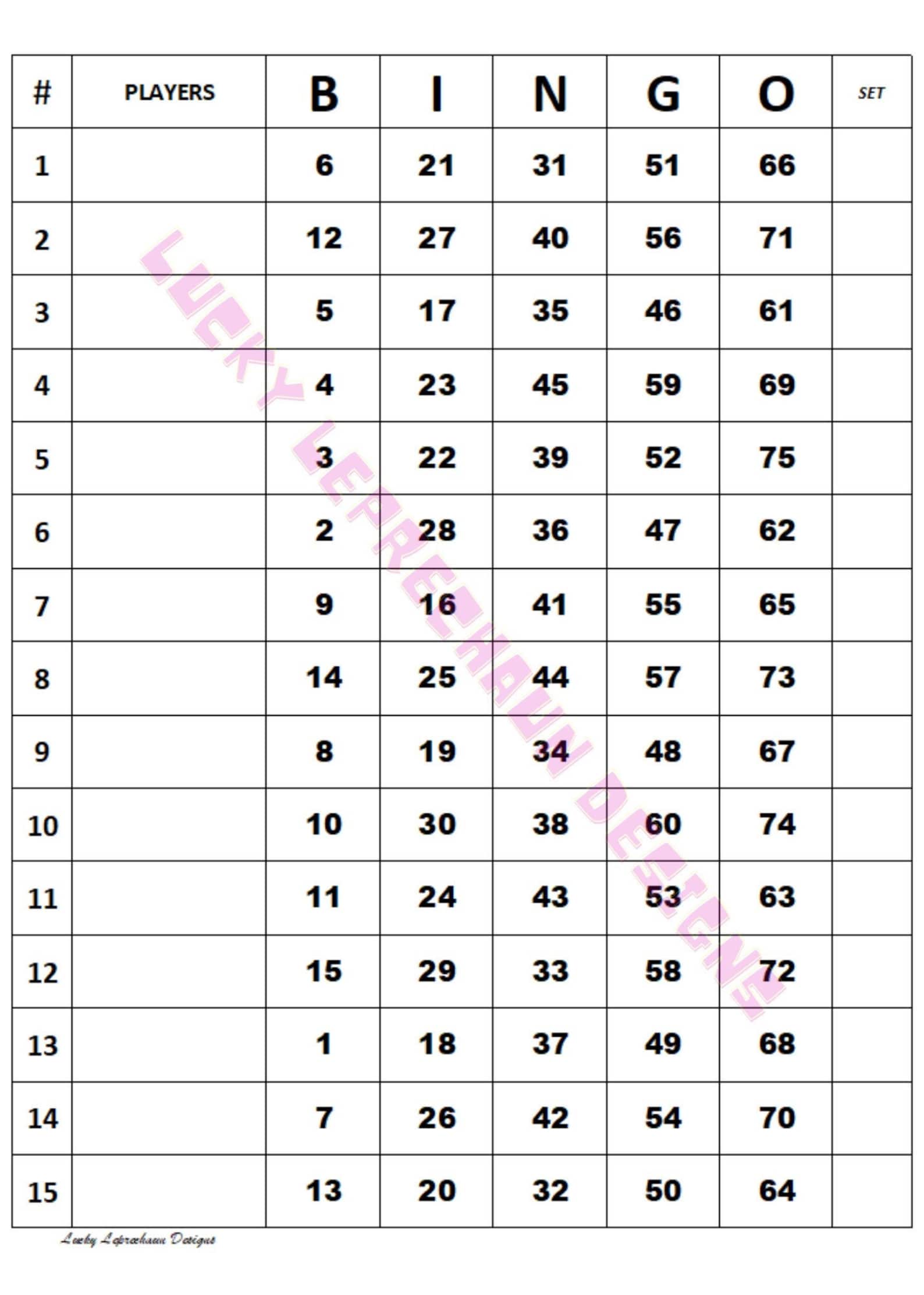 1-15 Bingo Board (mixed, Straight, Blank) - Etsy