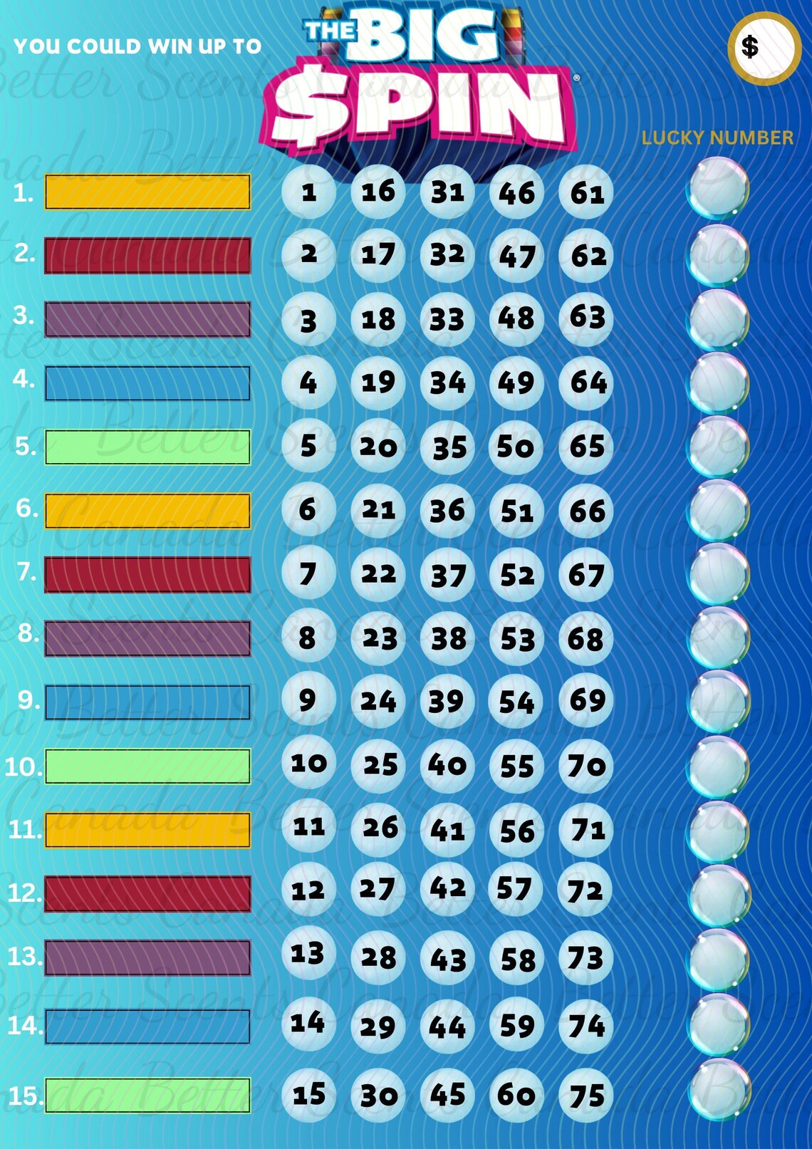 The Big Spin Bingo Board - Etsy