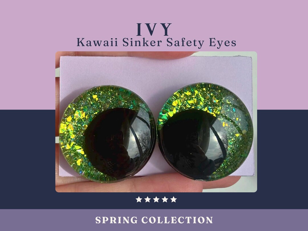 Ivy Kawaii Safety Eyes - Hand-painted Resin Sinker Style for Amigurumi ...