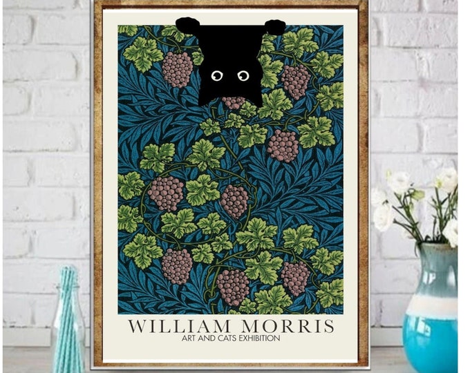 William Morris Cat Print, William Morris Poster, Cat Poster, Cat Art ...