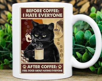 Before Coffee Cat - Etsy
