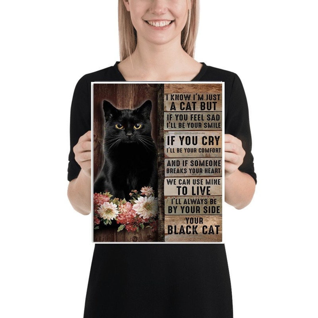 Black Cat Wall Poster , Black Cat Wall Art - Black Cat Print -black Cat ...