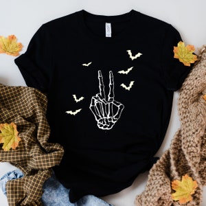 Skeleton Shirt, Skeleton Hand Shirt, Skeleton Peace Sign Shirt ...