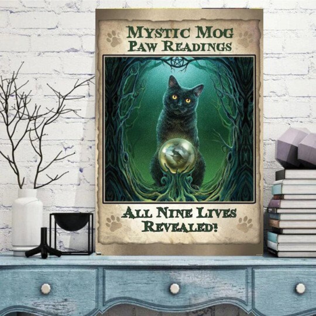 Mystic Mog Cat-poster Black Cat Wall Art Black Cat Print - Etsy