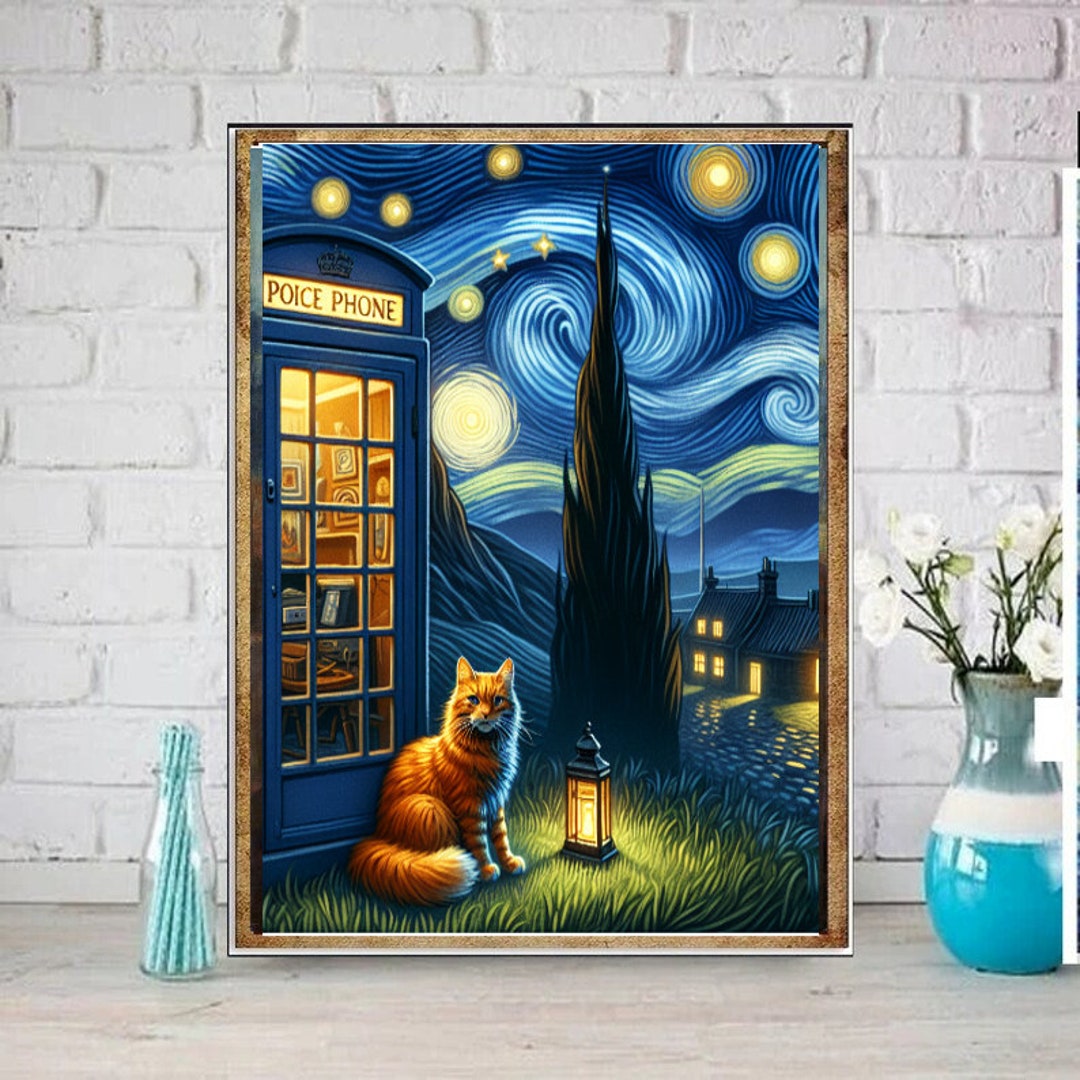Van Gogh Tardis Starry Night Print,van Goth Starry Night Poster Van ...