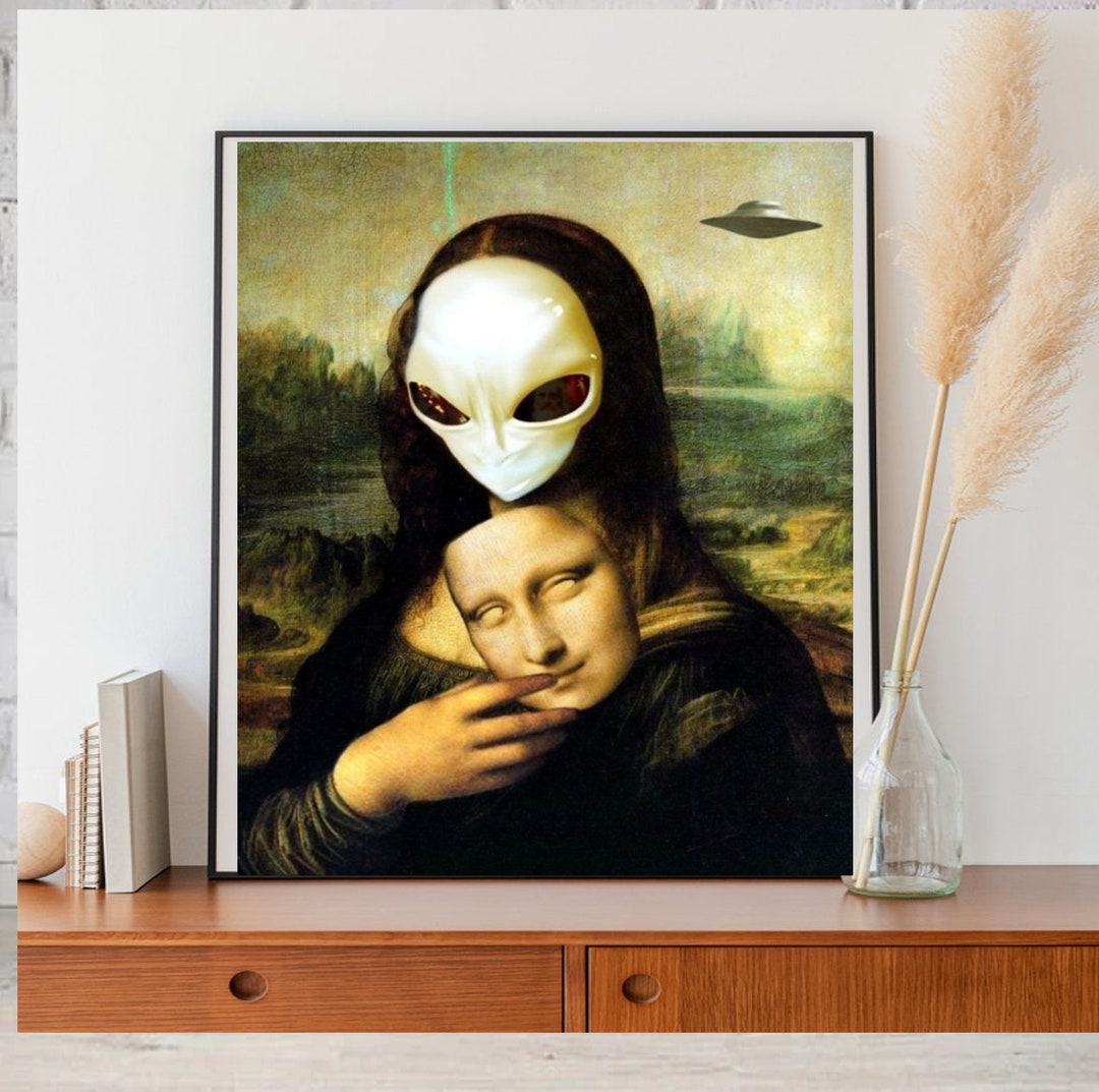 Mona Lisa With Alien Mask Print, Jpeg,png Printable Original Oil ...