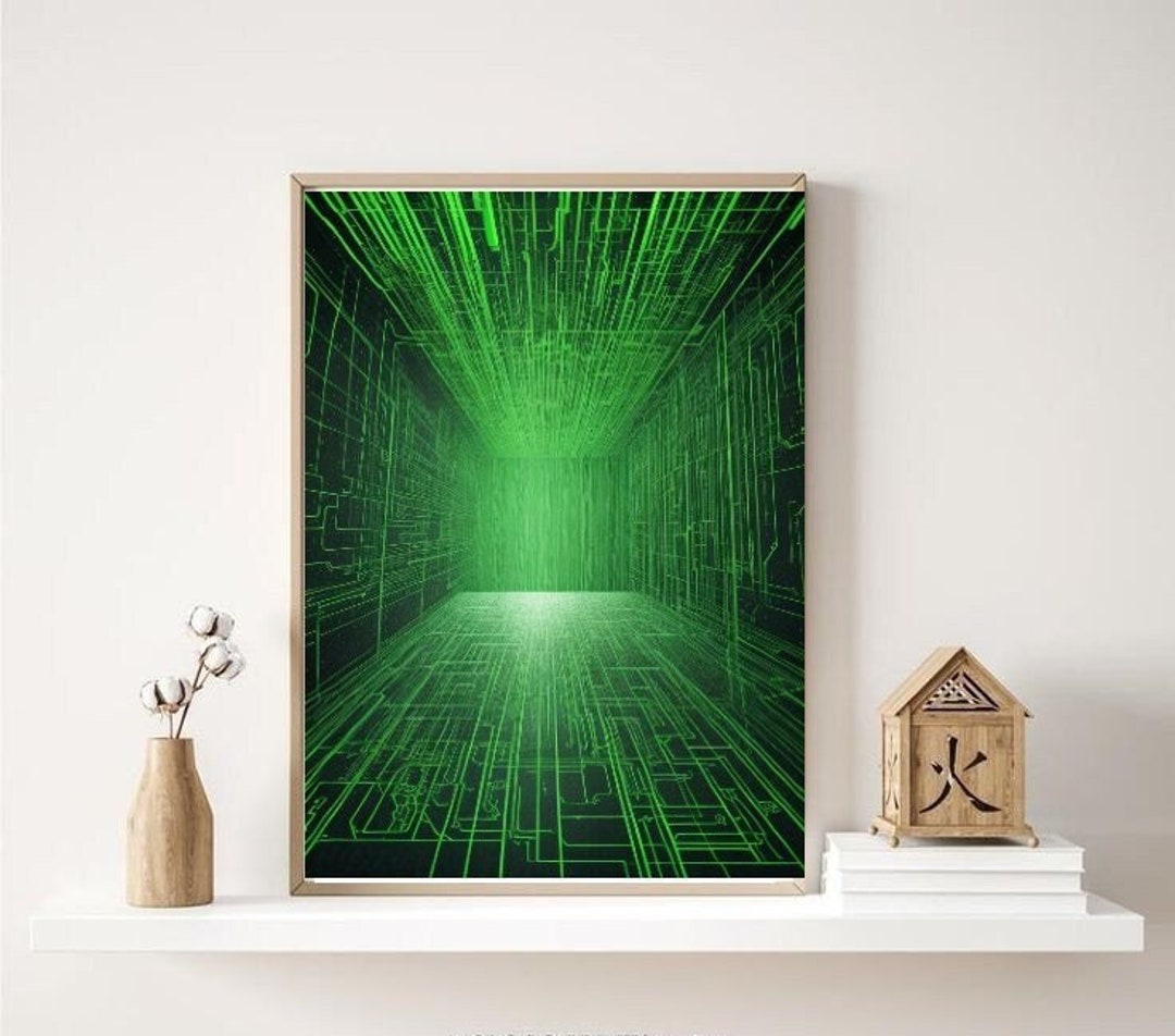 Matrix Rain Art Print ,matrix Rain Code Poster, Matrix Rain Digtial ...