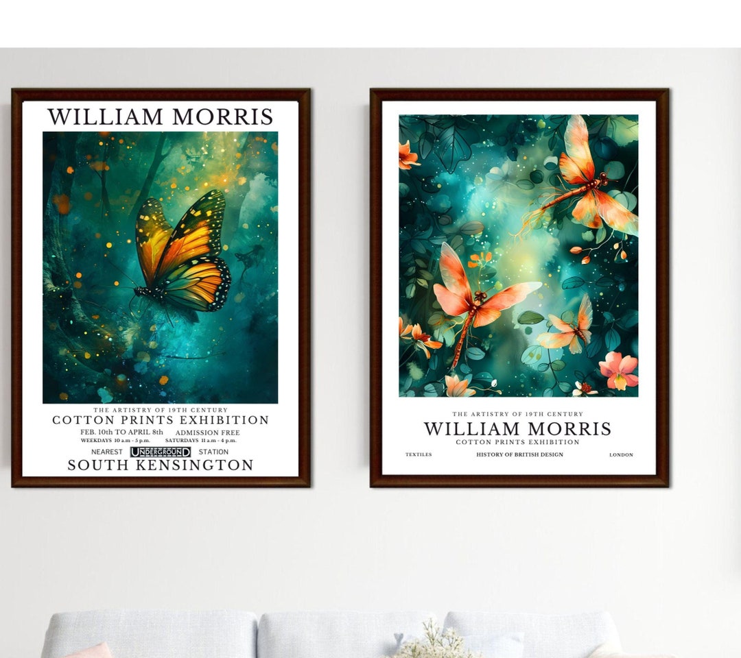 William Morris Butterfly Prints Vintage Wall Art Set of 3,insect Prints ...