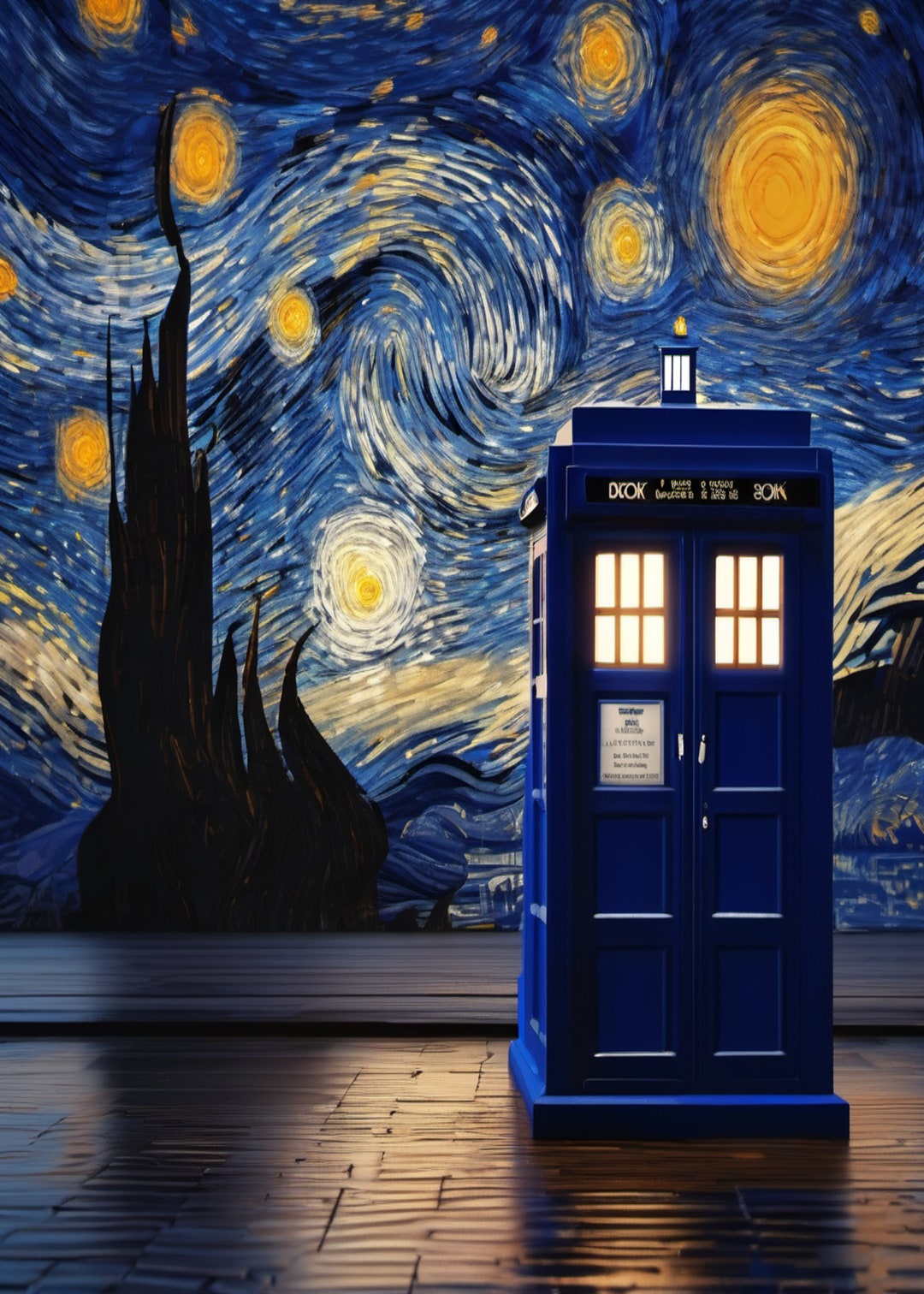 Van Gogh Tardis Starry Night Png Print,van Goth Starry Night Png Poster ...