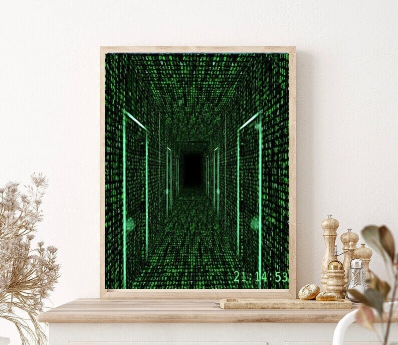 Matrix Rain Art Print ,matrix Rain Code Poster, Matrix Rain Digtial ...