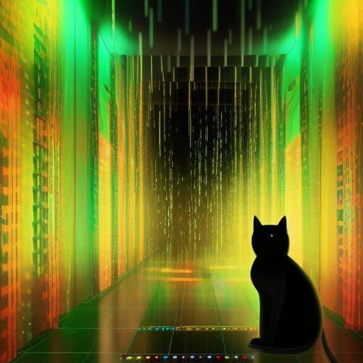 Black Cat Matrix Poster , Black Cat Wall Art Black Cat Print black Cat ...