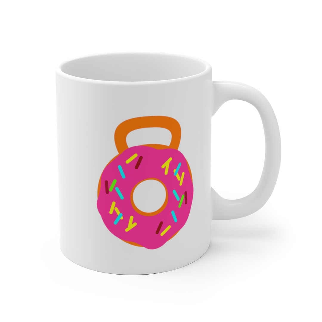 Kettlebell Donut Mug With Handle – Funny Weightlifting Coffee Cup for ...