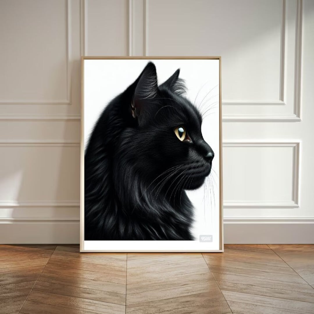 Black Cat Poster , Black Cat Wall Art - Black Cat Print -black Cat ...